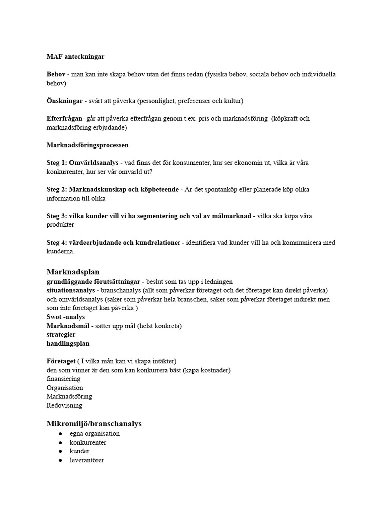 MAF Anteckningar | PDF