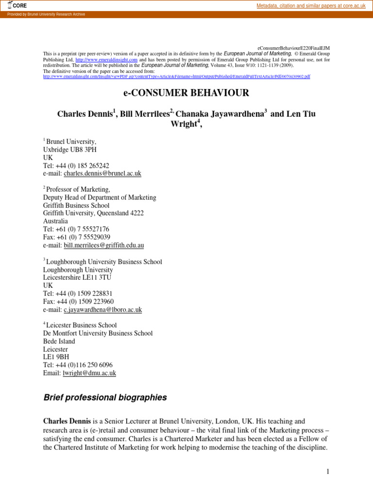 E Consumer Behaviour | PDF | Online Shopping | Attitude (Psychology)