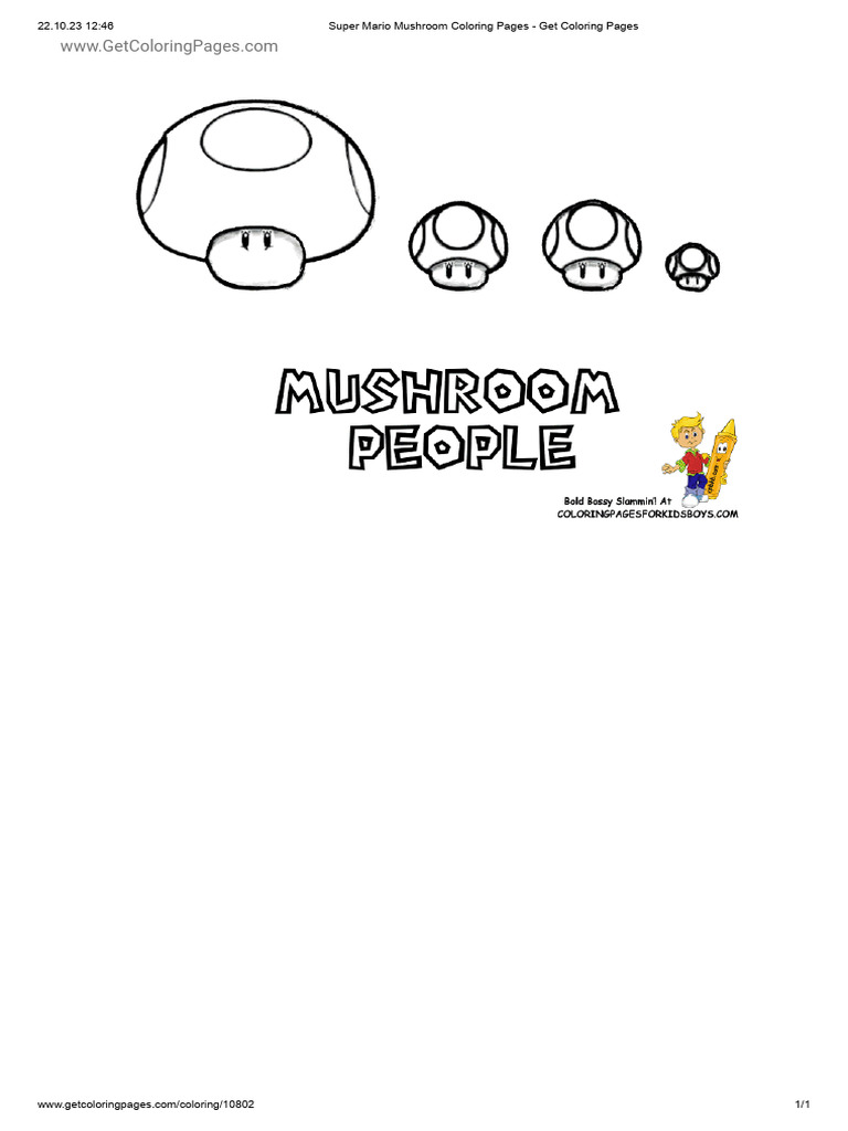 Super Mario Mushroom Coloring Pages - Get Coloring Pages | PDF