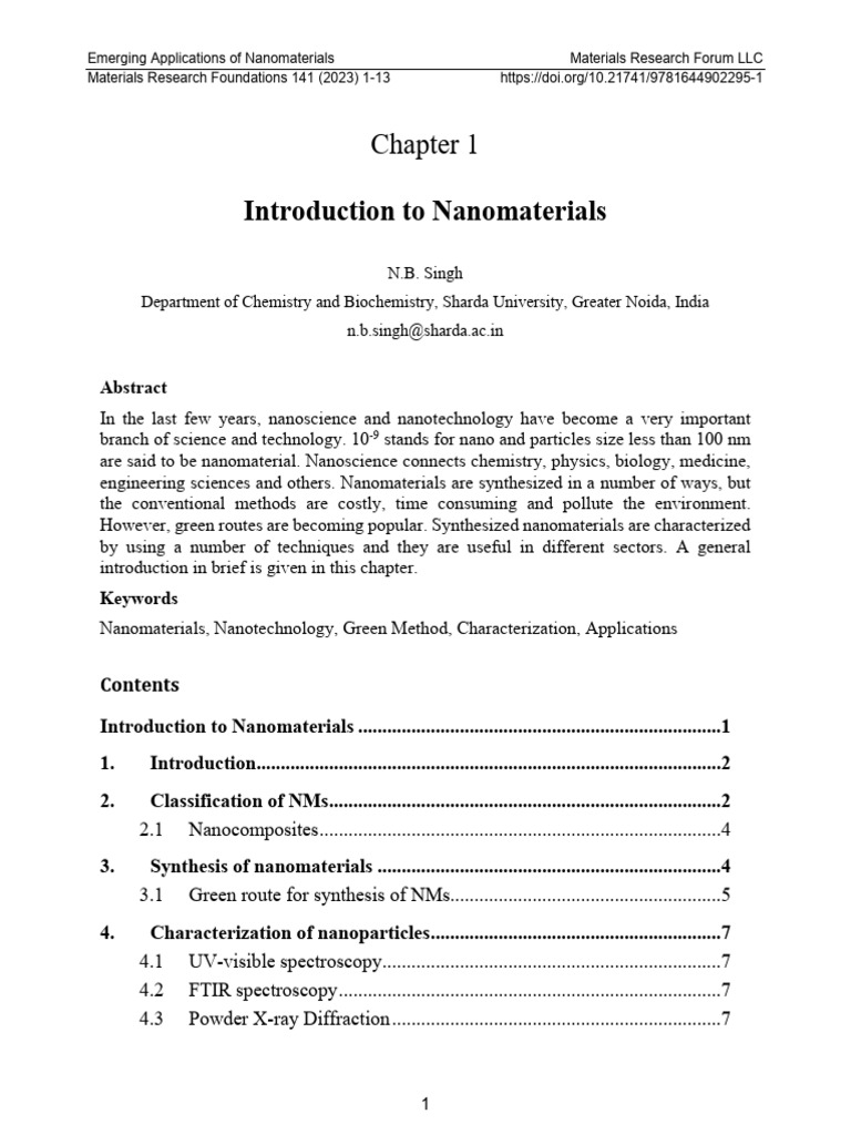Introduction To Nanomaterials - 240122 - 213807 | PDF | Nanotechnology | Nanomaterials