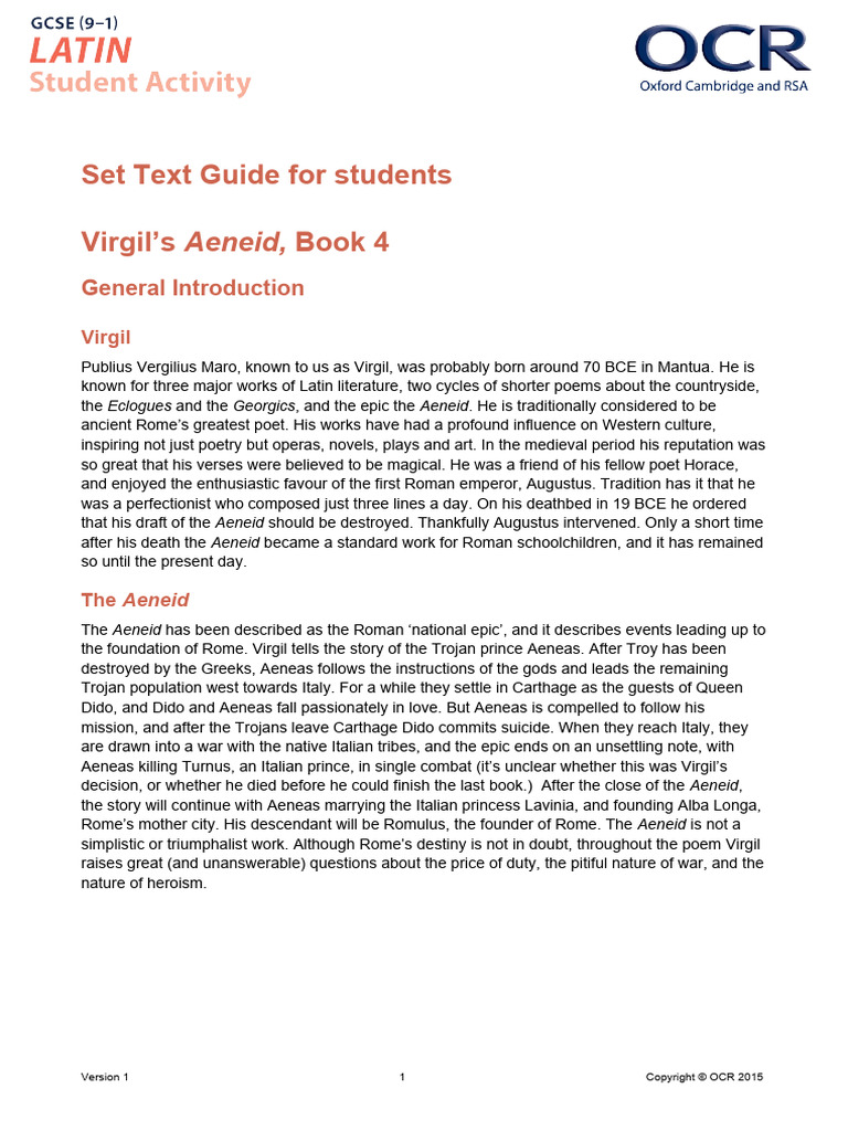 Set Text Guide Virgil Activity Handbook | PDF | Aeneid | Virgil