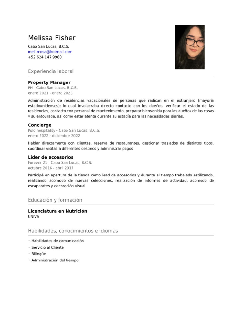 Cv. Melissa Fisher | PDF