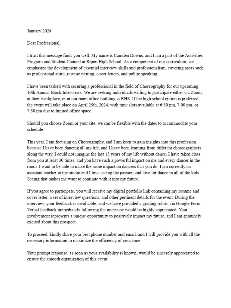 Mock Letter - Camden Downs | PDF | Human Communication