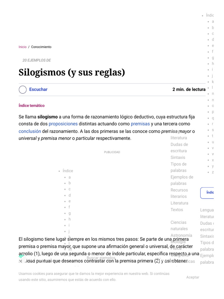 20 Ejemplos de Silogismos (Y Sus Reglas) | PDF | Razonamiento deductivo | Falacia