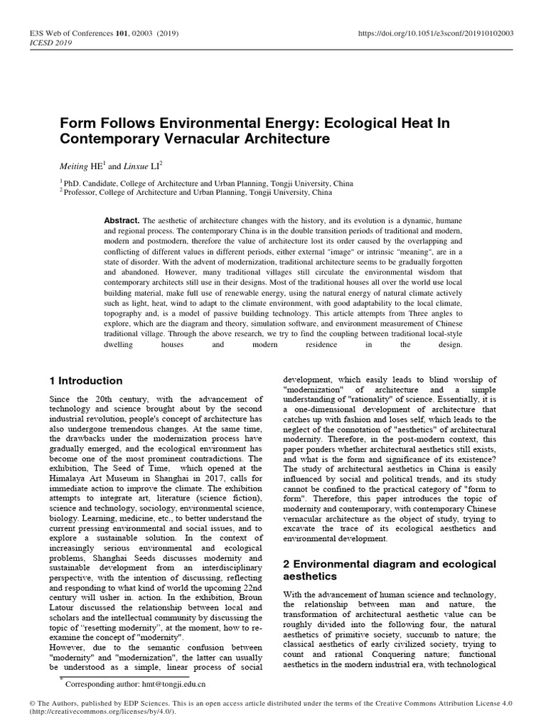 Form Follows Environmental Energy Ecolog | PDF | Aesthetics | Ecology