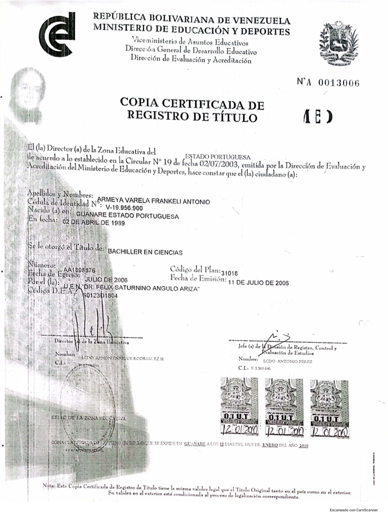 Copia Certificada Del Título de Bachiller | PDF