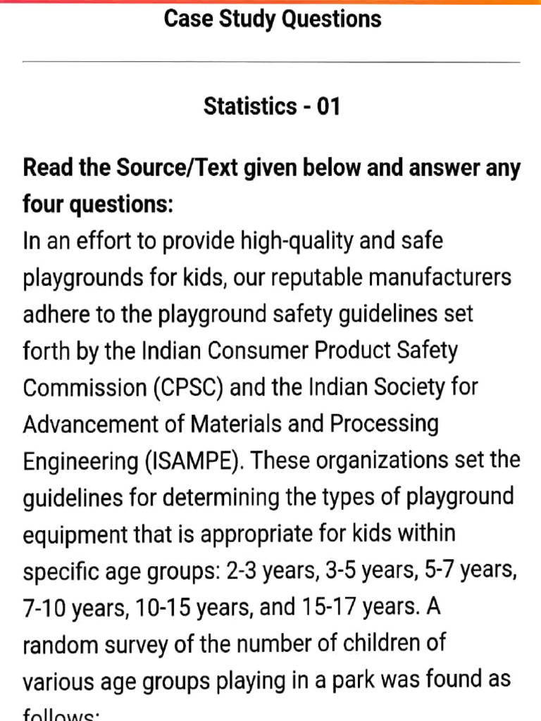 Case Study Statistics Class 9 | PDF | Playground | Histogram
