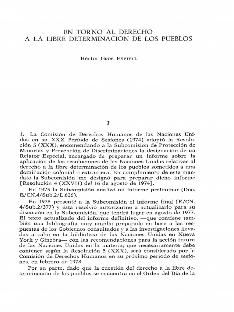 En Torno Al Derecho A La Libre Determinacion de Los Pueblos | PDF ...