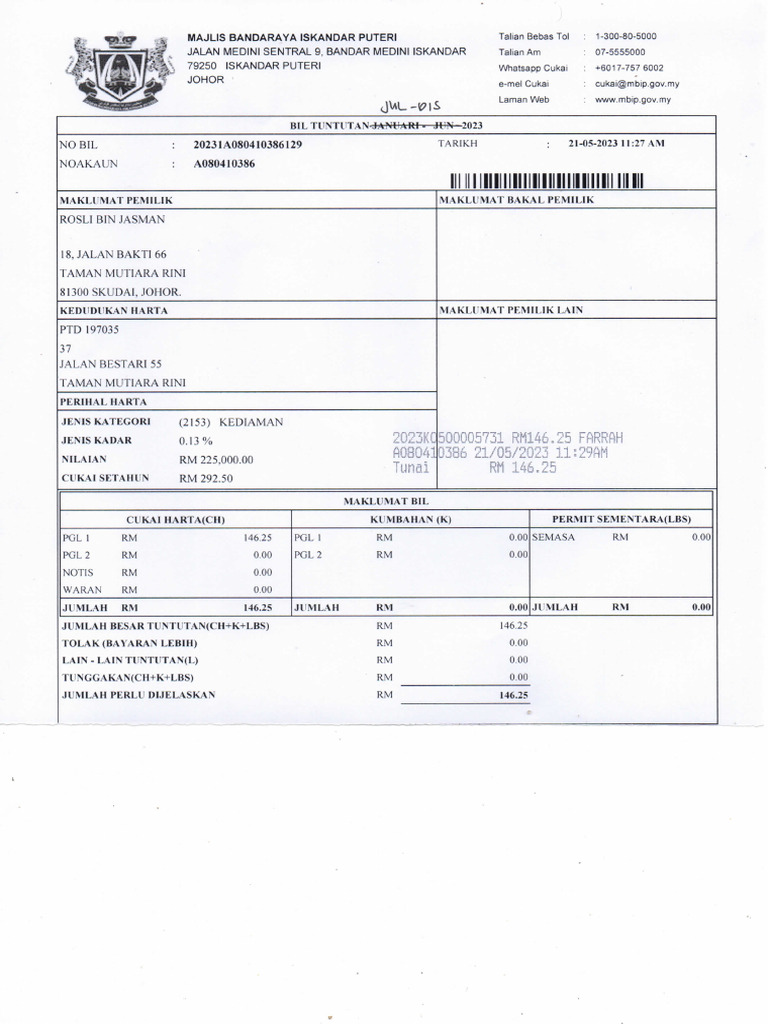 Resit Cukai Harta | PDF