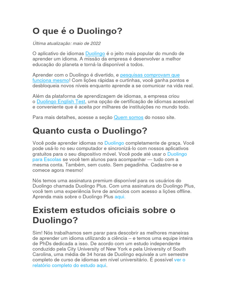 O que é o Duolingo? Aprenda idiomas grátis | PDF | Informática