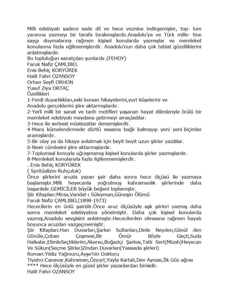 YKS-AYT Edebiyat Notları | PDF