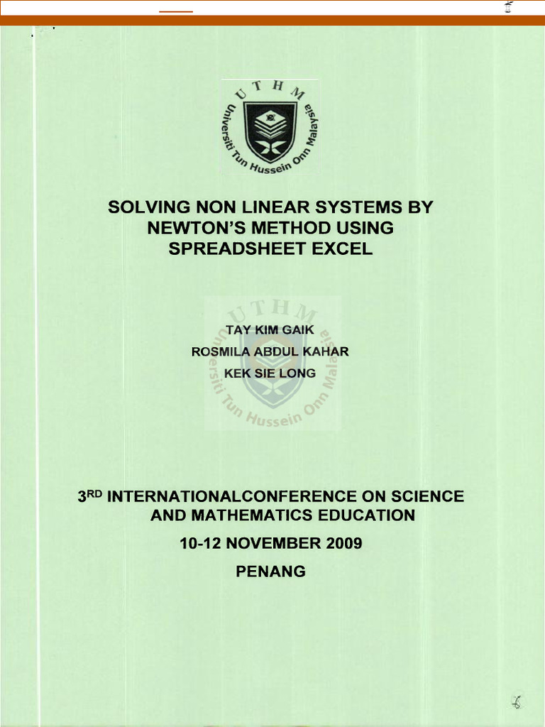 Newton Method of Solving Nonlinear | PDF | Nonlinear System | Numerical ... Newton Method of Solving Nonlinear | PDF | Nonlinear System | Numerical ...