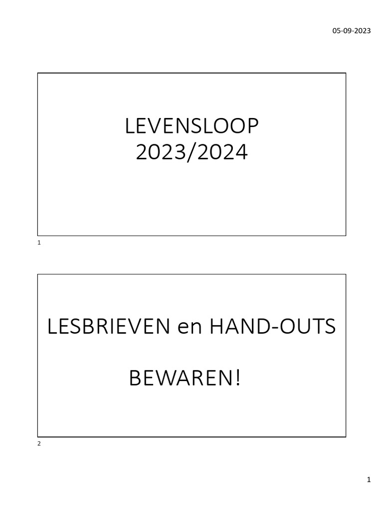 Levensloop H1 2 Hand-Out | PDF