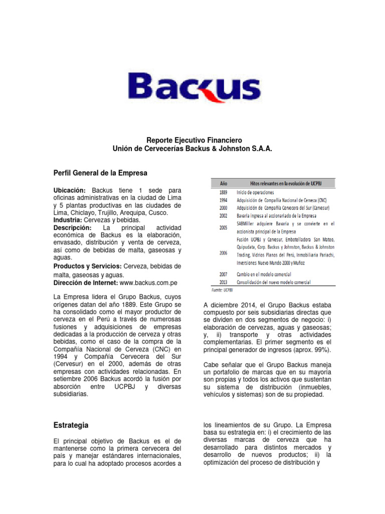 Informe Financiero Backus-PC4 | PDF | Economias | Business