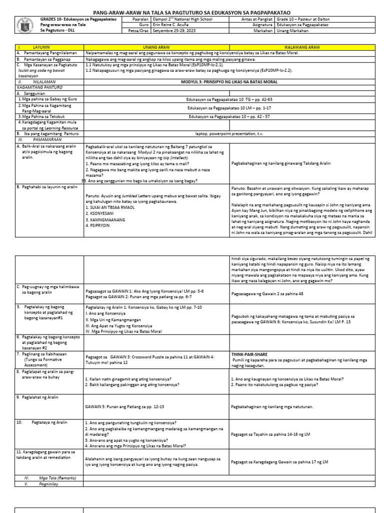 Q1 Esp 10 Dll-Week 4 | PDF