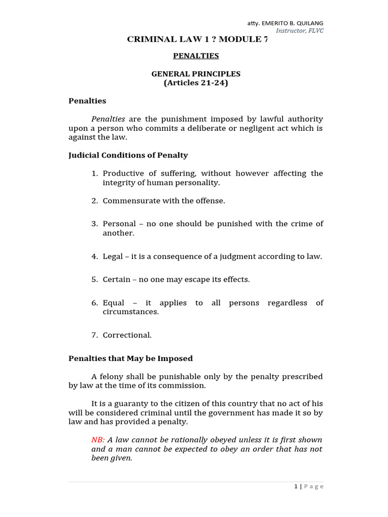 Criminal Law Module 7 | PDF | Pardon | Statute Of Limitations