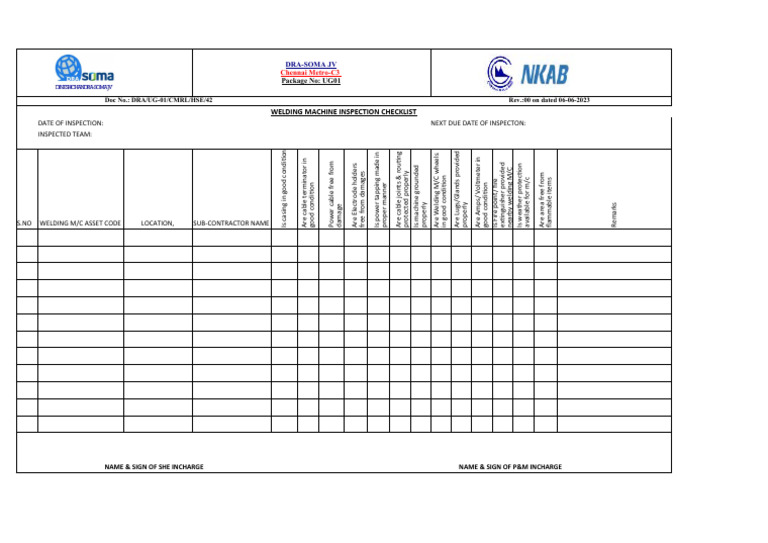 Cp 18 Welding Checklist Pdf Electric Heating Welding