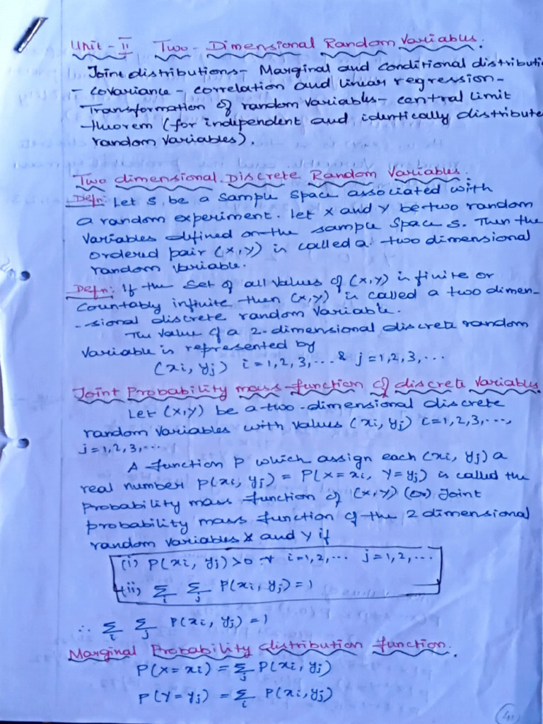 Handwritten Notes on Probability & Statistics | PDF