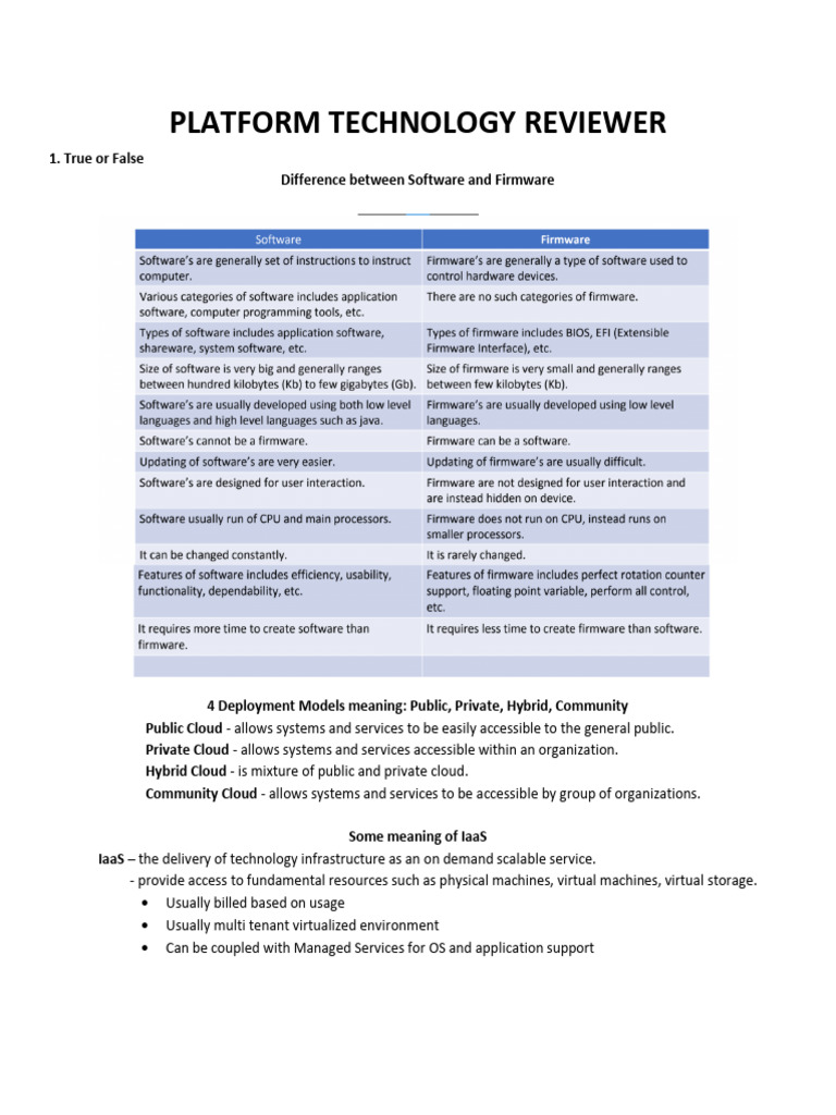 Platform Technology Reviewer | PDF | Cloud Computing | Software As A ...
