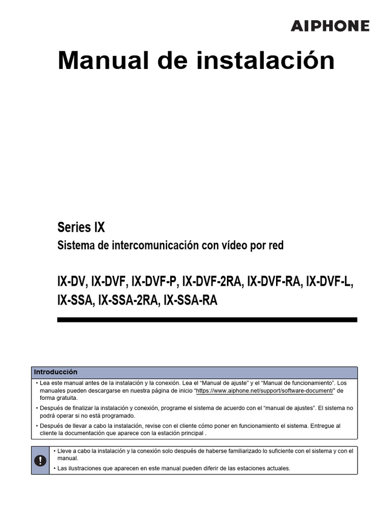 IX System Video Door Station IX-DV IX-DVF Door Station IX-SSA Installation Manual SPA | PDF ...