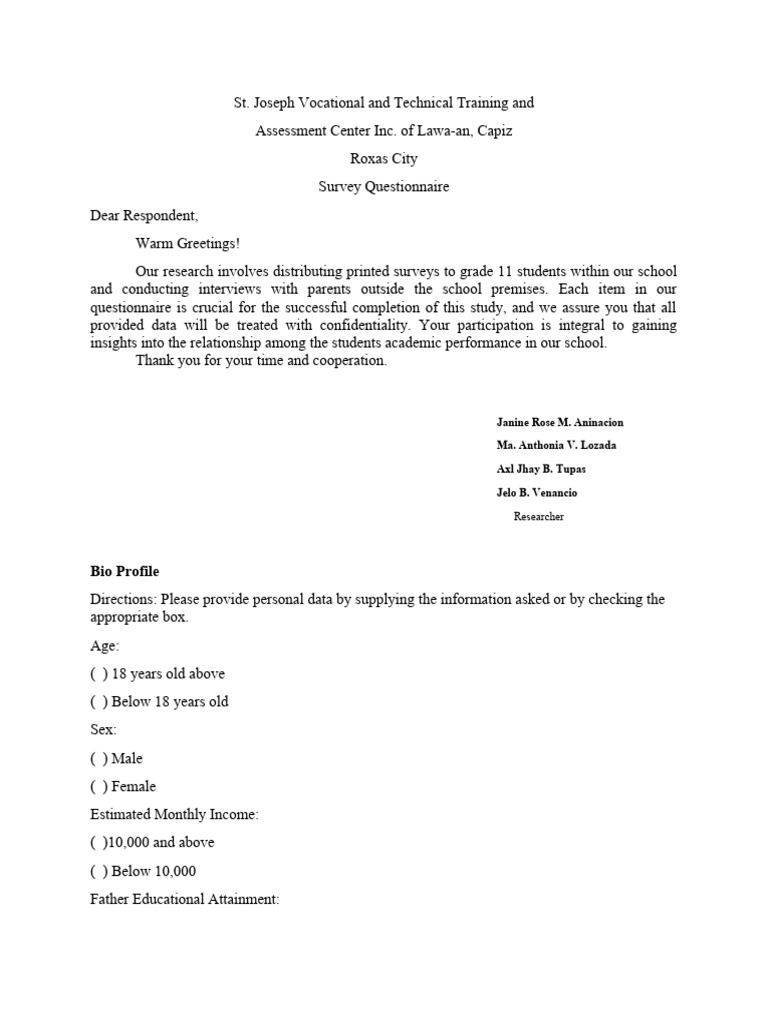 Questionnaires Group 7 | PDF | Poverty | Poverty & Homelessness