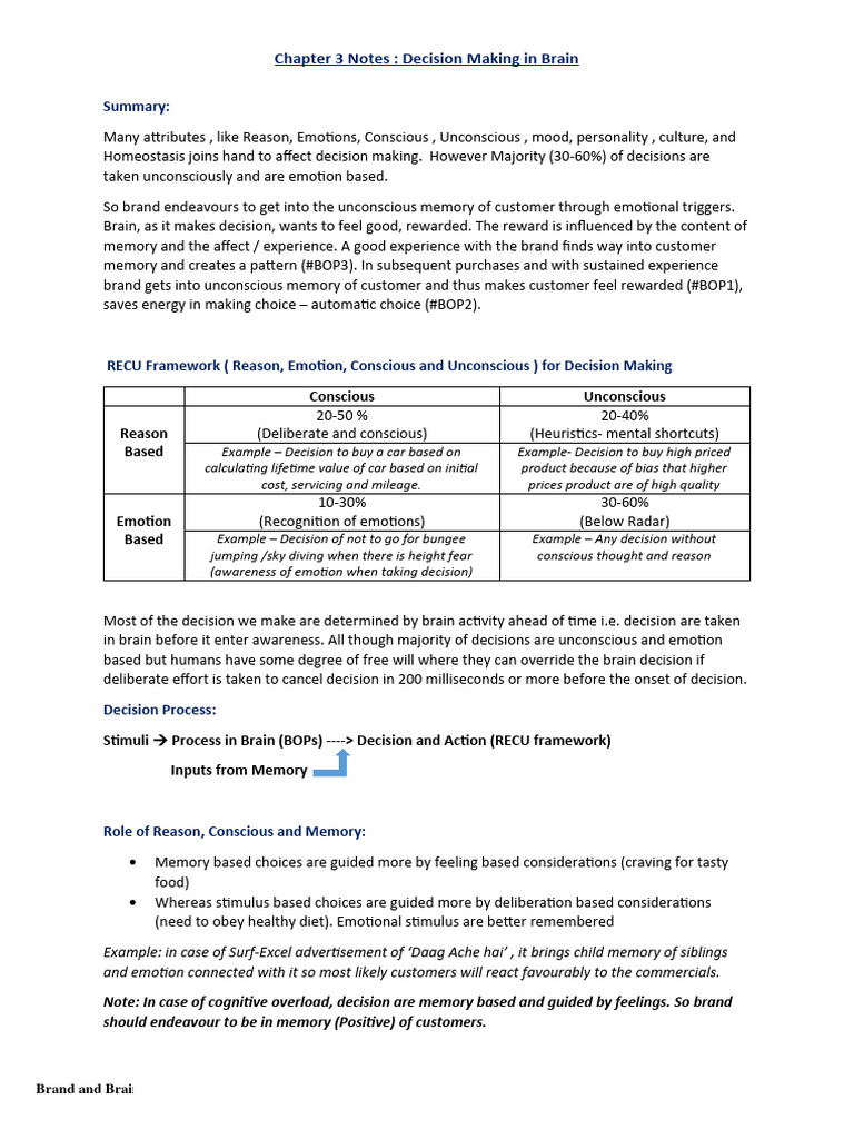 Chapter 3 Notes - Decision Making in Brain | PDF | Extraversion And ...