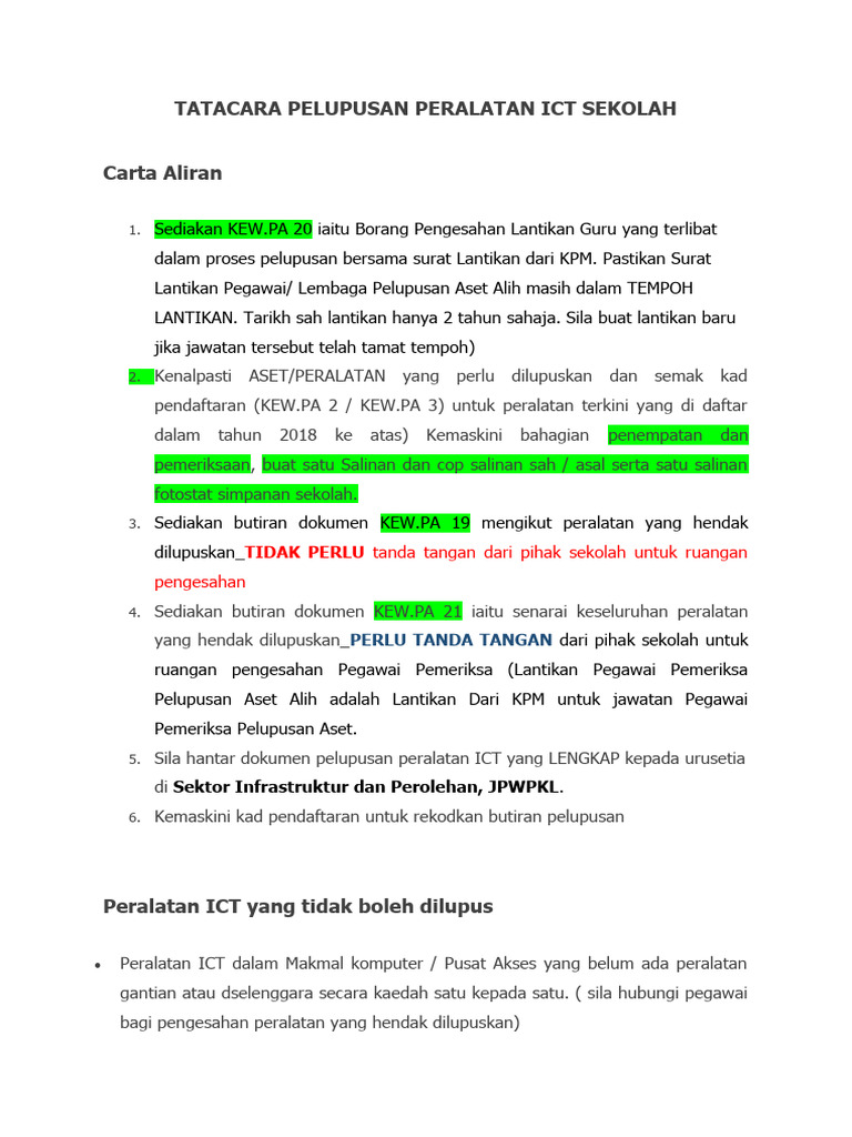 Tatacara Pelupusan Peralatan Ict Sekolah | PDF