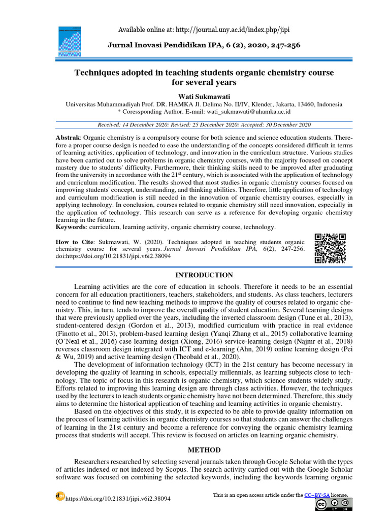 Techniques Adopted in Teaching Students Organic CH | PDF | Curriculum | Educational Technology