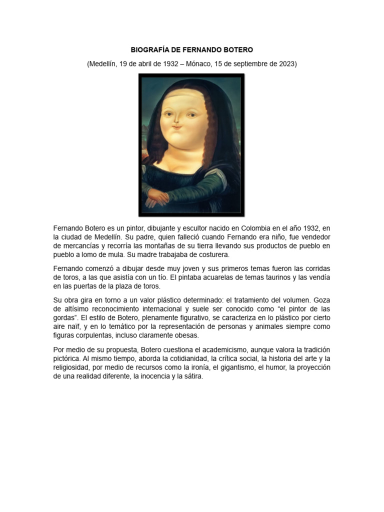 Biografía de Fernando Botero | PDF