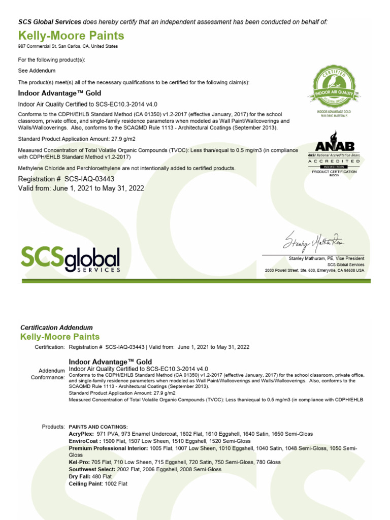Kelly-Moore - AcriPlex PVA - SCS | PDF | Paint | Chemistry