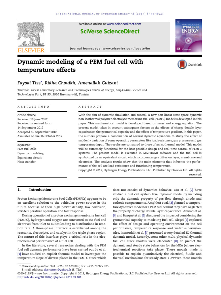 Dynamic Modeling Of A Pem Fuel Cell With Temperature Effects Pdf