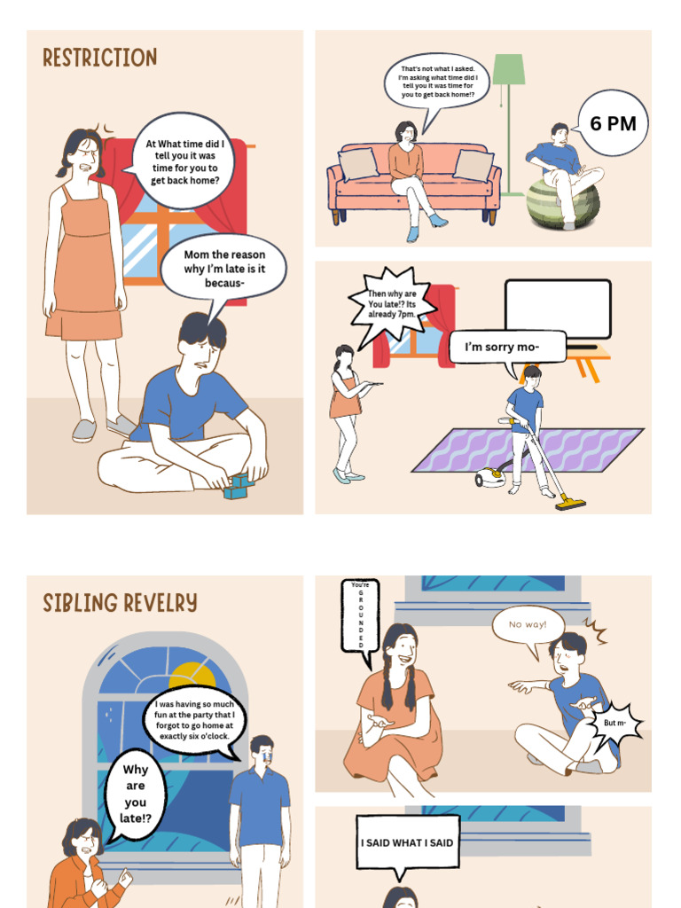 Blue and Orange Family 3 Panel Comic Strip | PDF