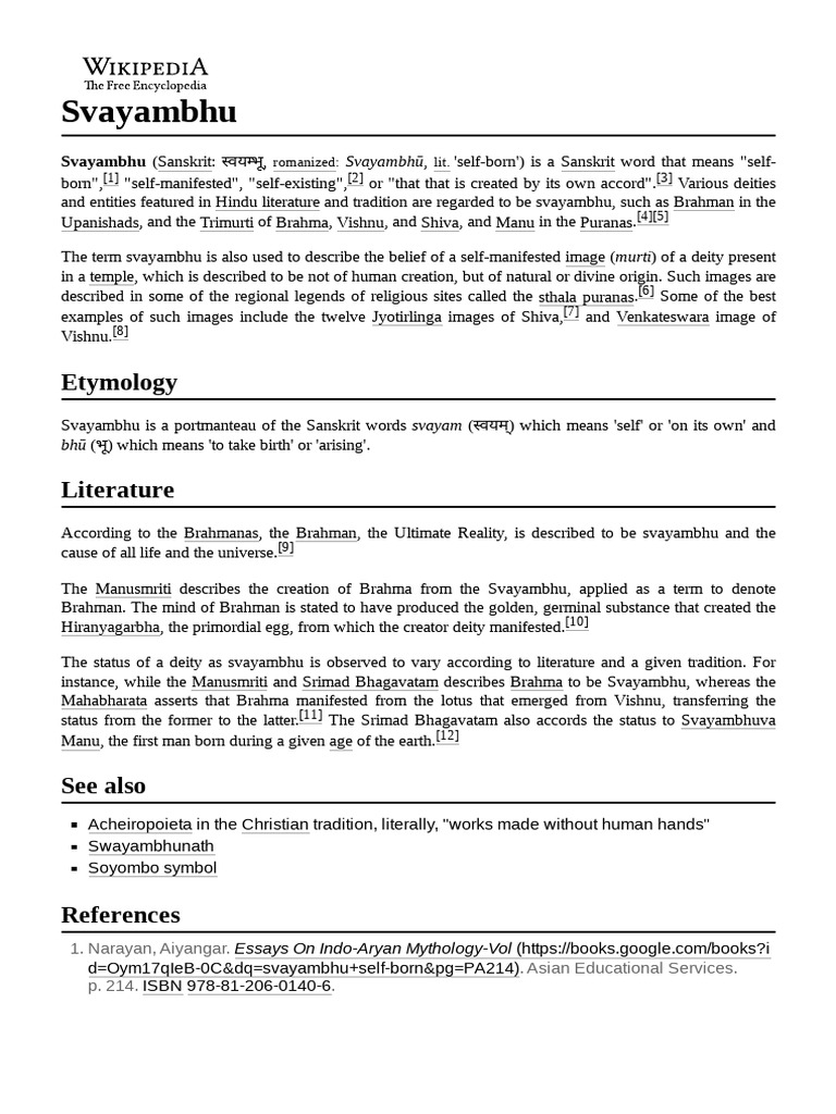 Svayambhu | PDF | Religious Faiths | Indian Philosophy