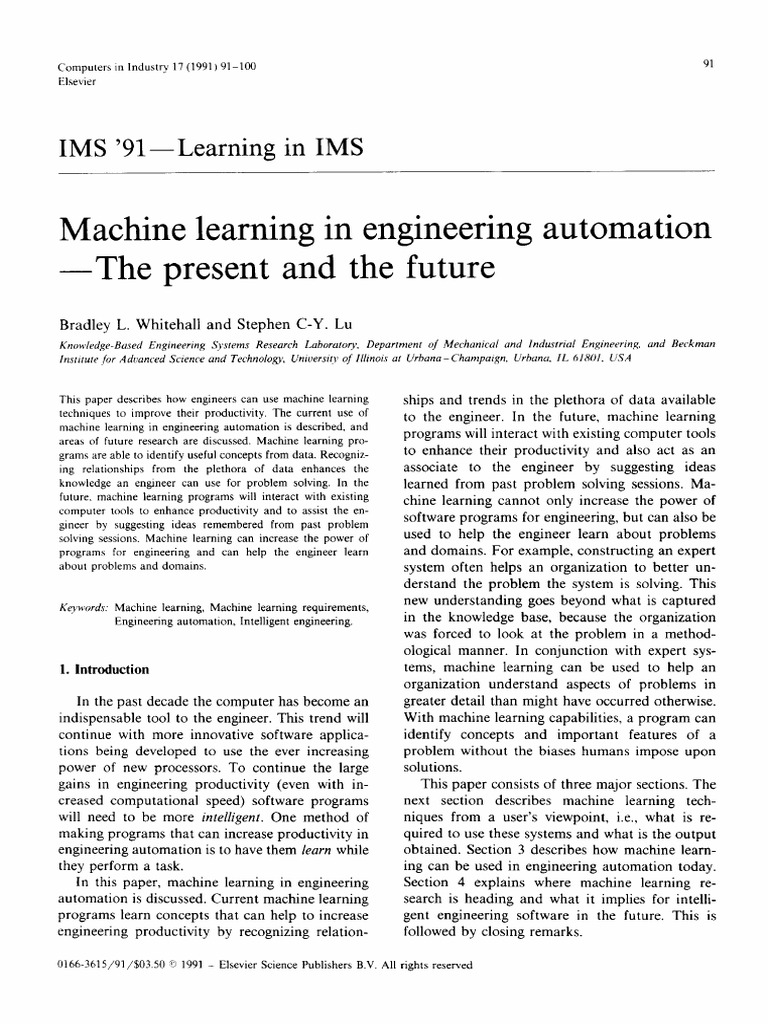 Machine Learning in Engineering Automation - The Present and The Future ...