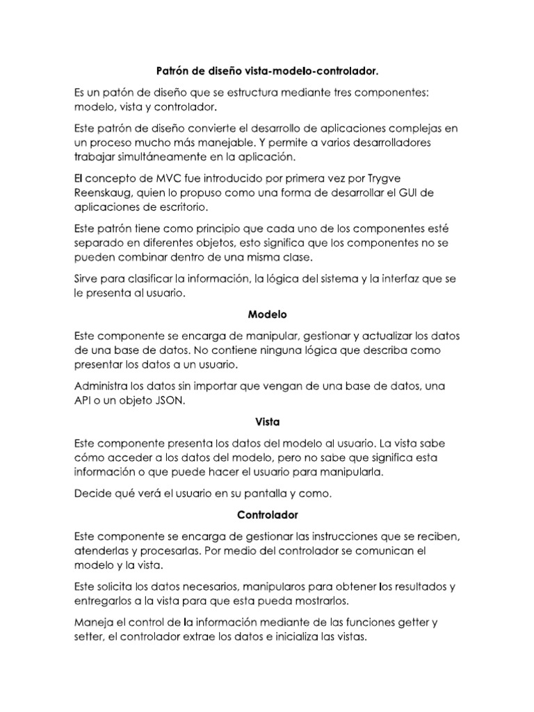 Modelo Vista Controlador | PDF