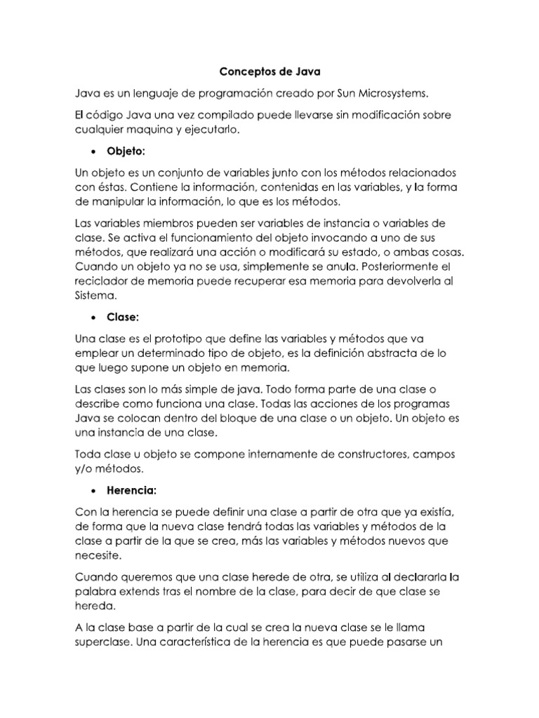 Conceptos de Java | PDF