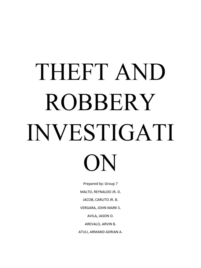 Theft and Robbery Investigation Guide | PDF | Robbery | Theft
