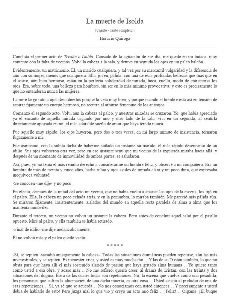 La Muerte de Isolda - Horacio Quiroga - Ciudad Seva - Luis López Nieves ... La Muerte de Isolda - Horacio Quiroga - Ciudad Seva - Luis López Nieves ...