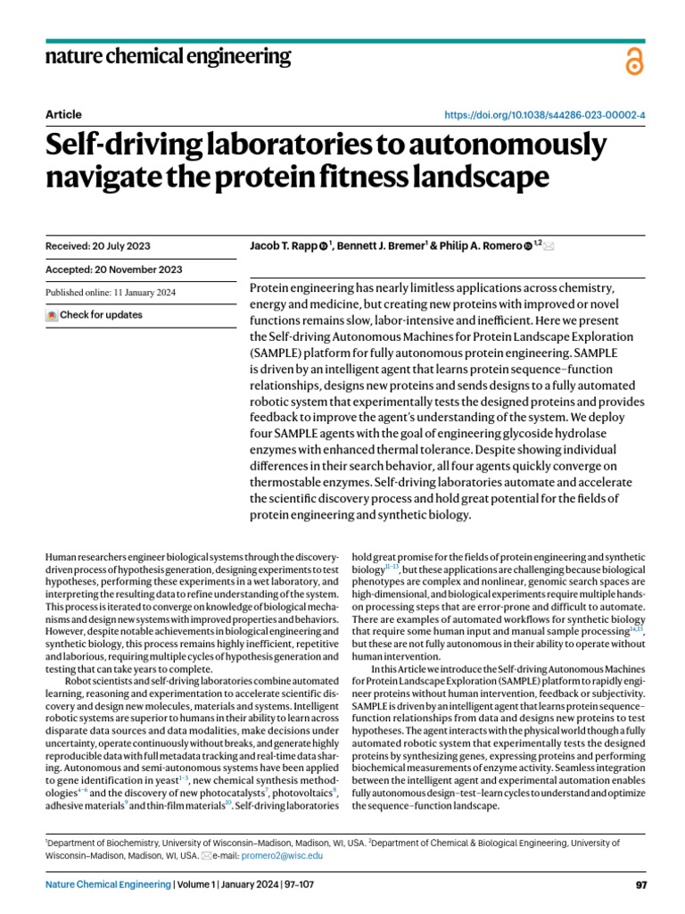 Self-Driving Laboratories To Autonomously Navigate The Protein Fitness ...