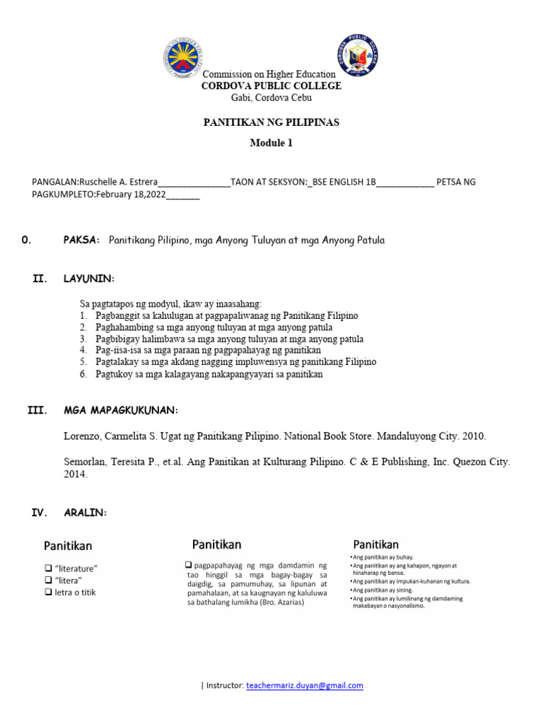 Module 1-Panitikan NG Pilipinas | PDF