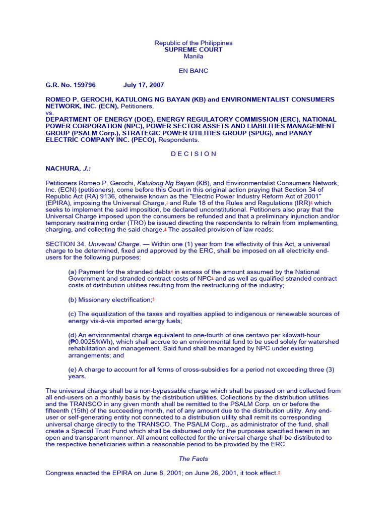 GR No. 159796 Romeo v. Department of Energy | PDF | Taxes | Mandamus