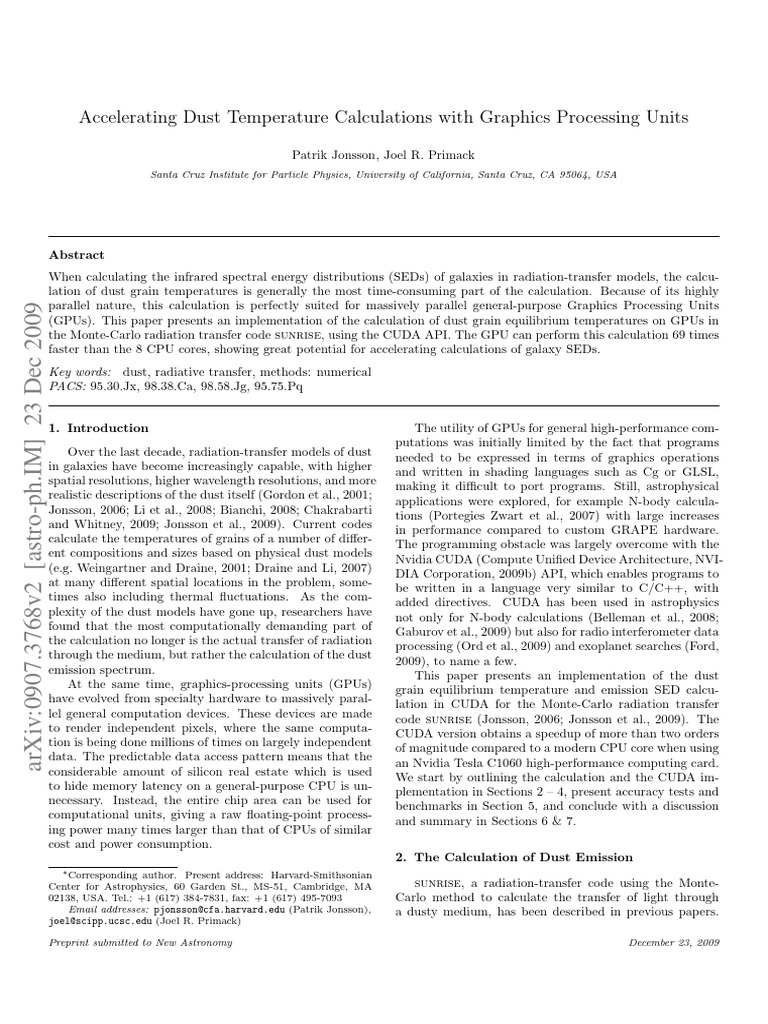 Accelerating Dust Temperature With Grapich | PDF | Graphics Processing Unit | Central Processing ...