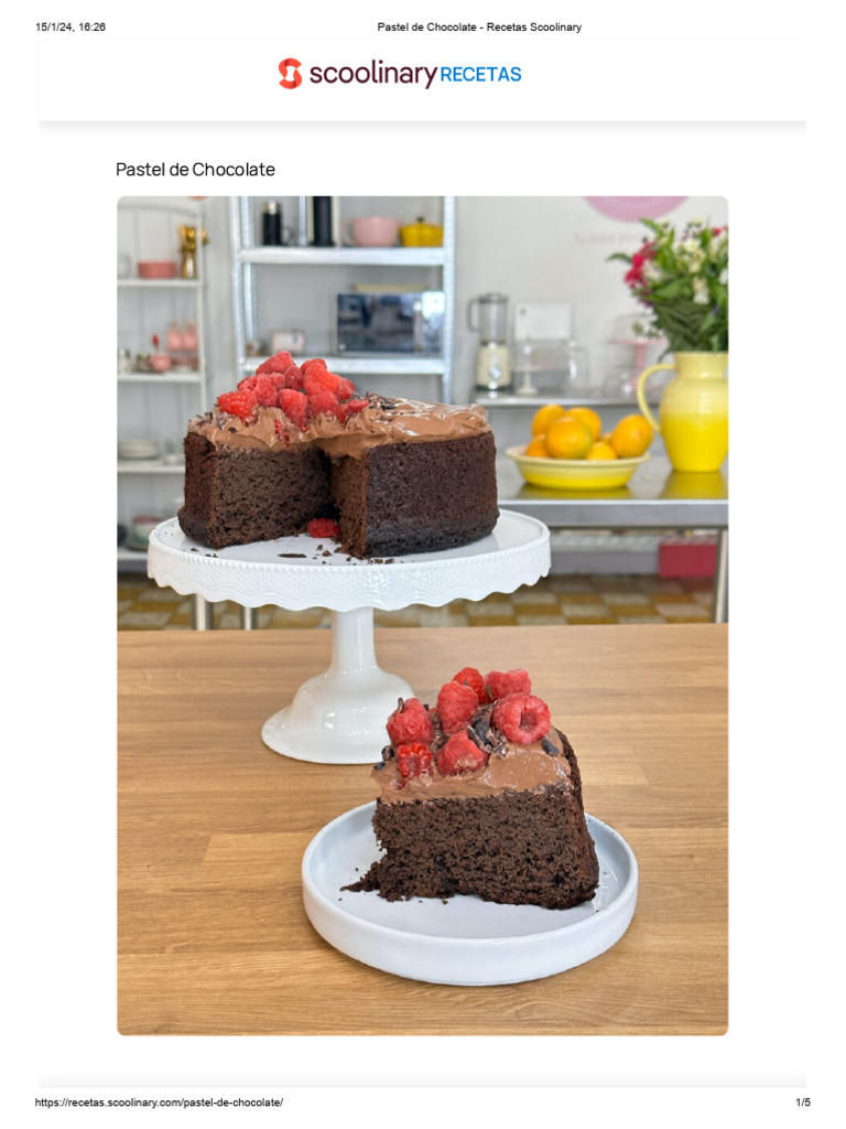 Pastel de Chocolate - Recetas Scoolinary | PDF | Chocolate | Postres