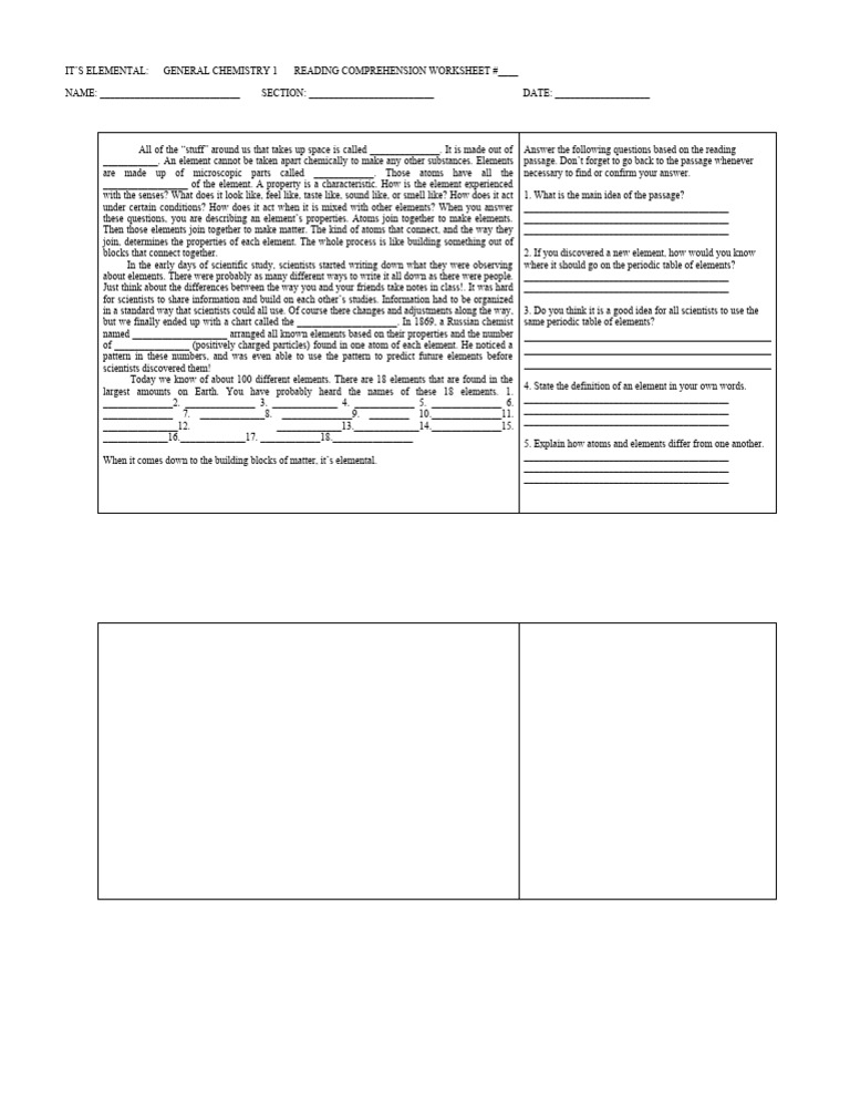 Its Elemental Worksheet | PDF | Chemical Elements | Atoms