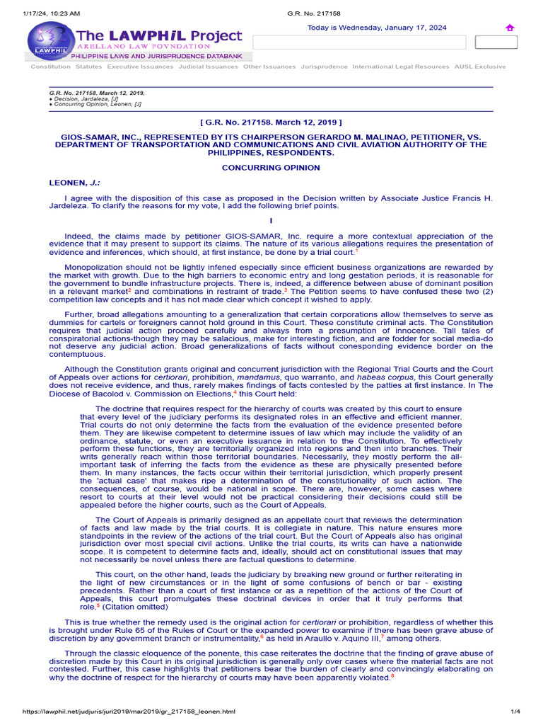 Gios-Samar, Inc. v. DOTC, G.R. 217158 | PDF | Jurisdiction | Appeal