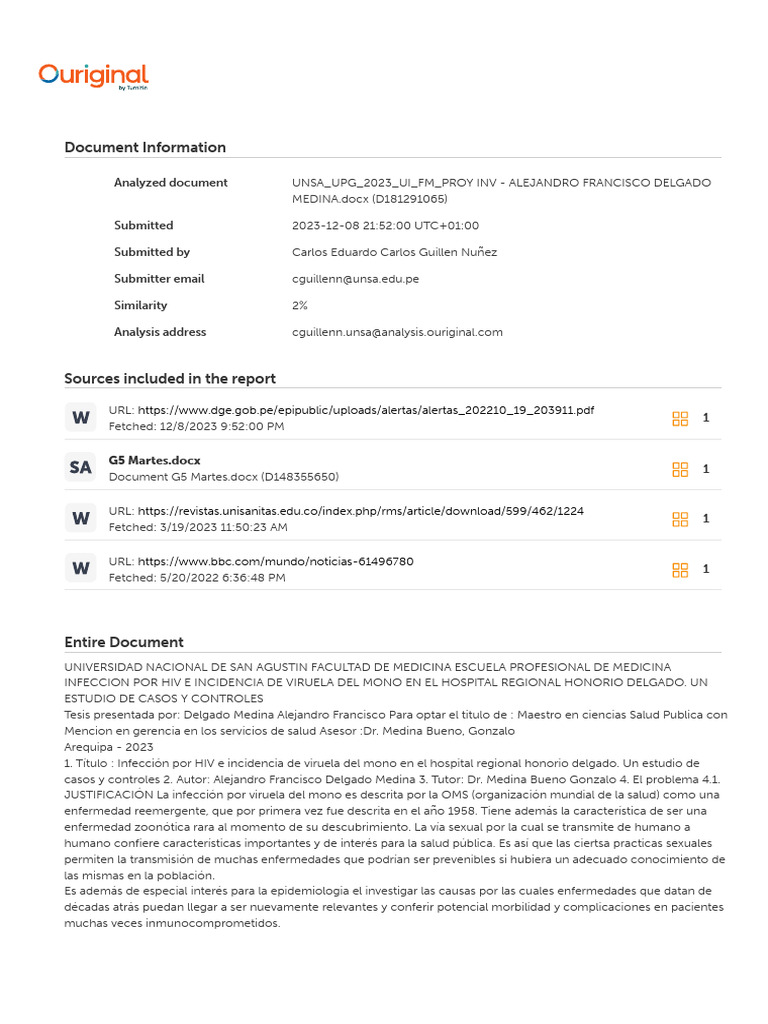Ouriginal Report - UNSA - UPG - 2023 - UI - FM - PROY INV - ALEJANDRO ...
