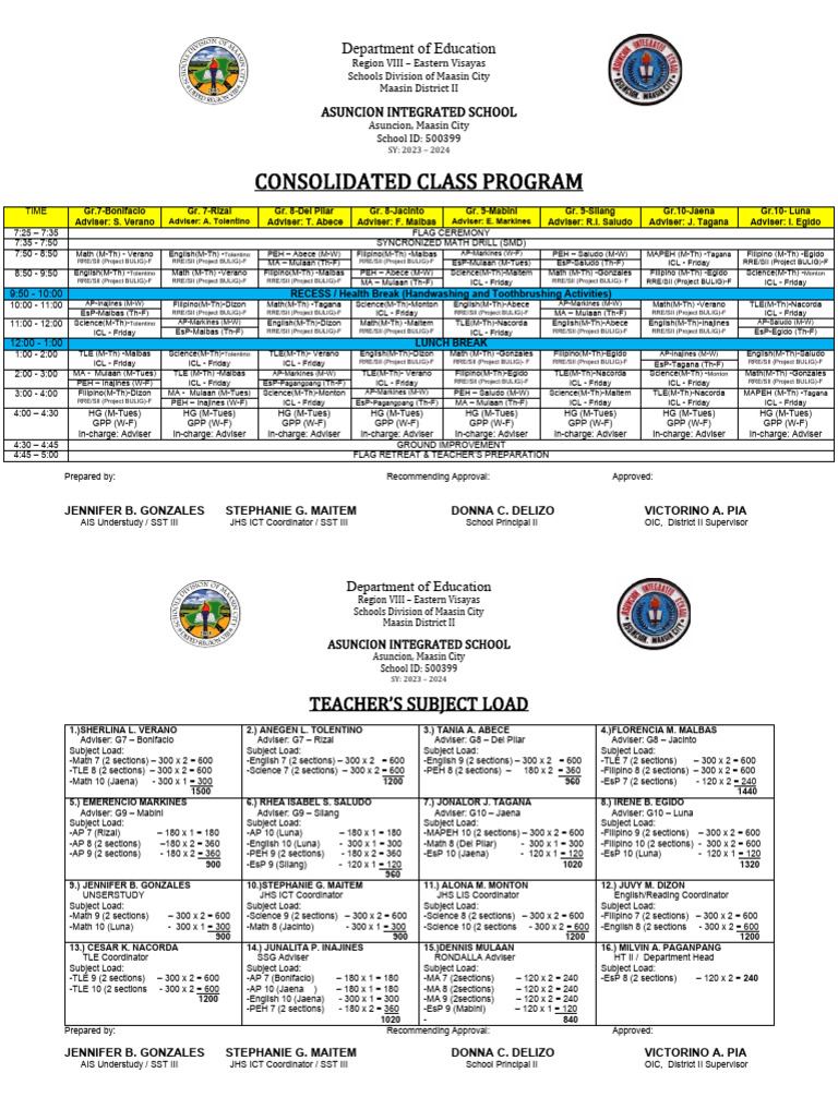 2023 2024 Consolidated Class Program | PDF