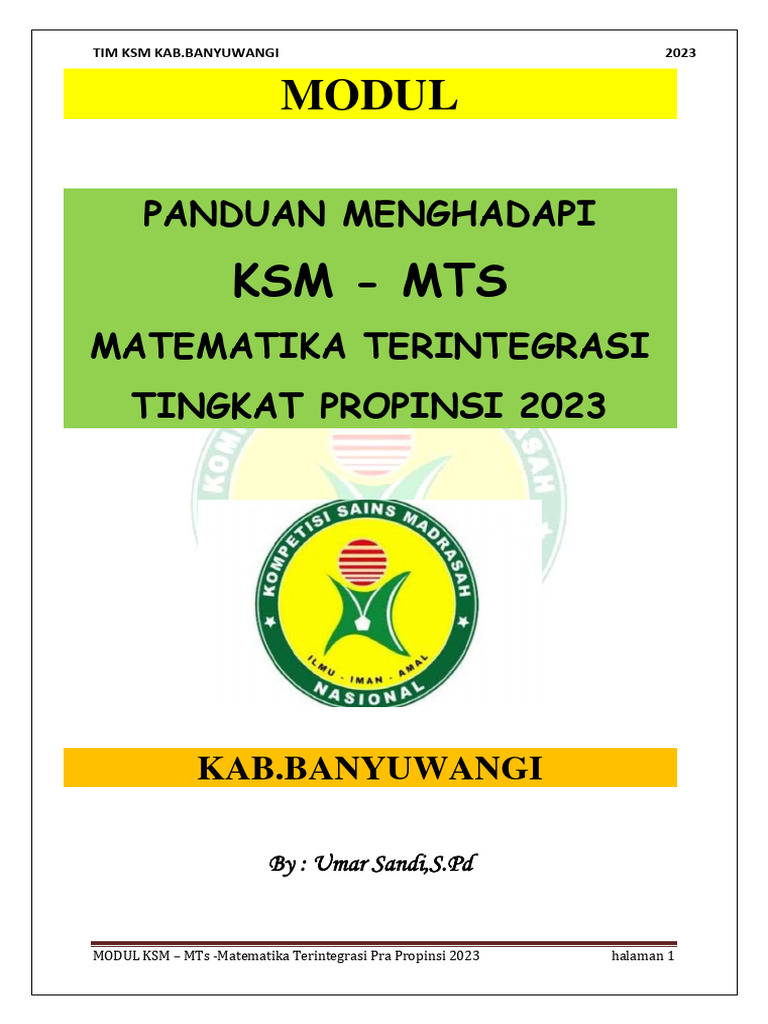 Modul KSM Matematika MTs 2023 | PDF