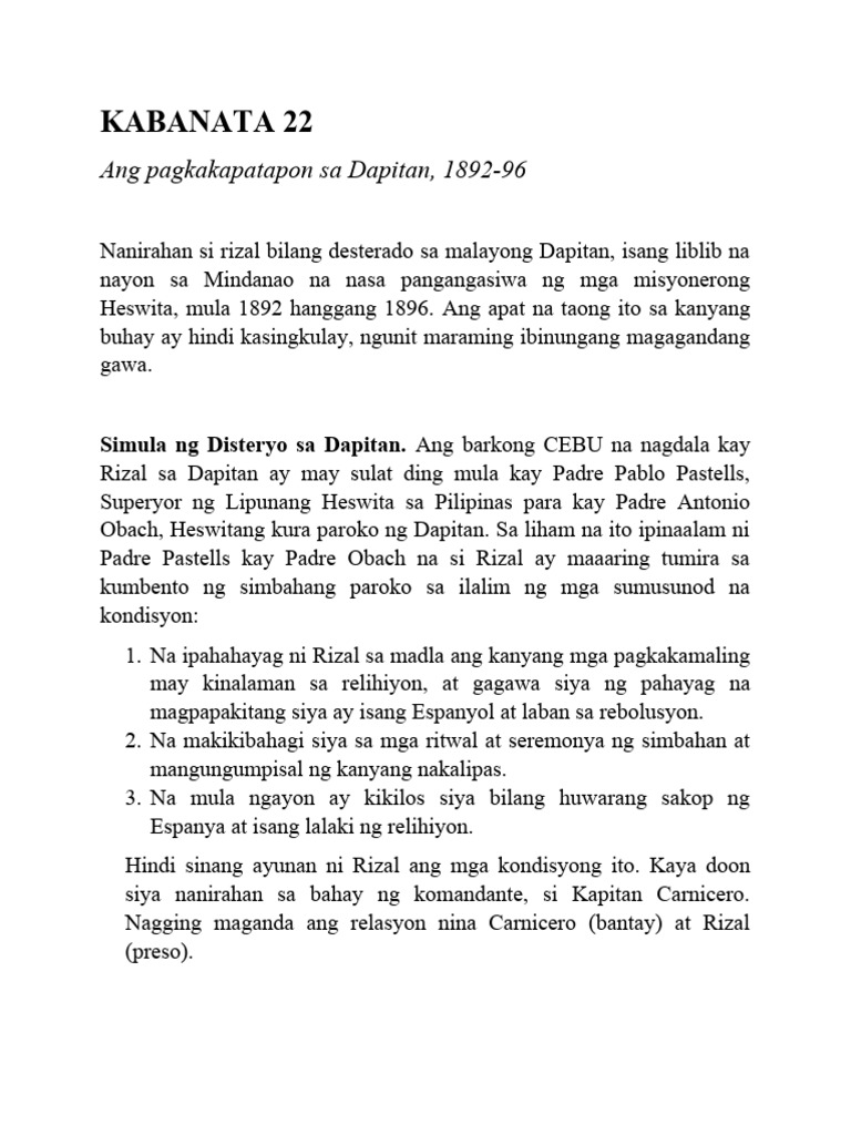 Rizal Kabanata 22 1 | PDF