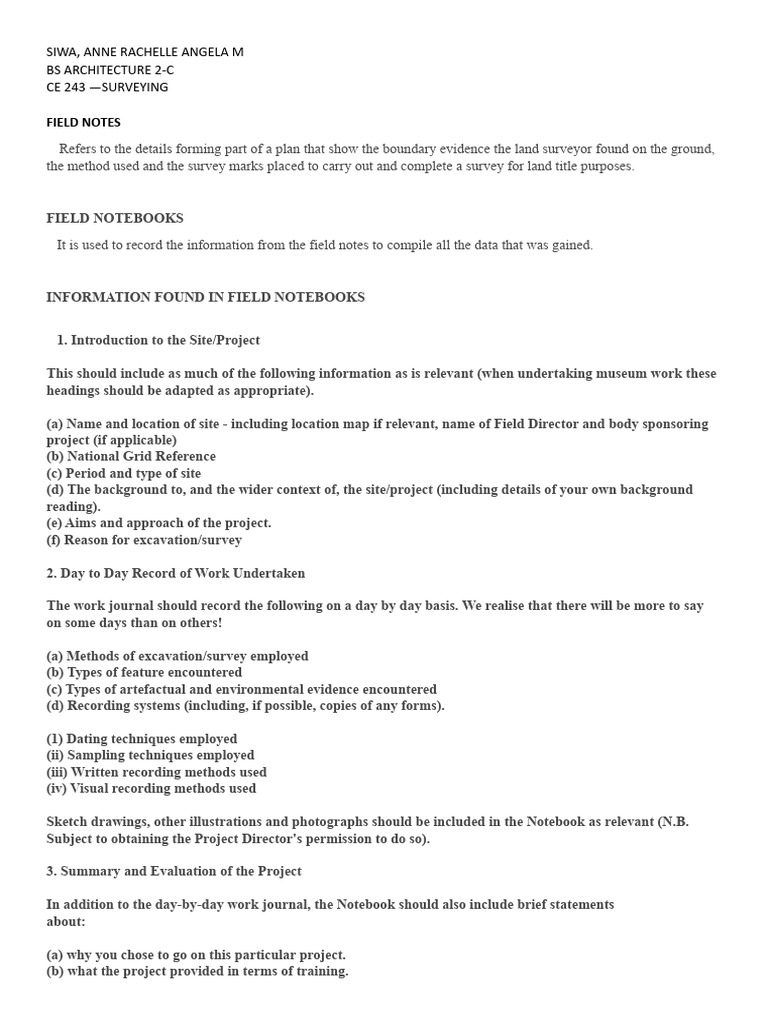 Field Notes | PDF | Surveying | Science